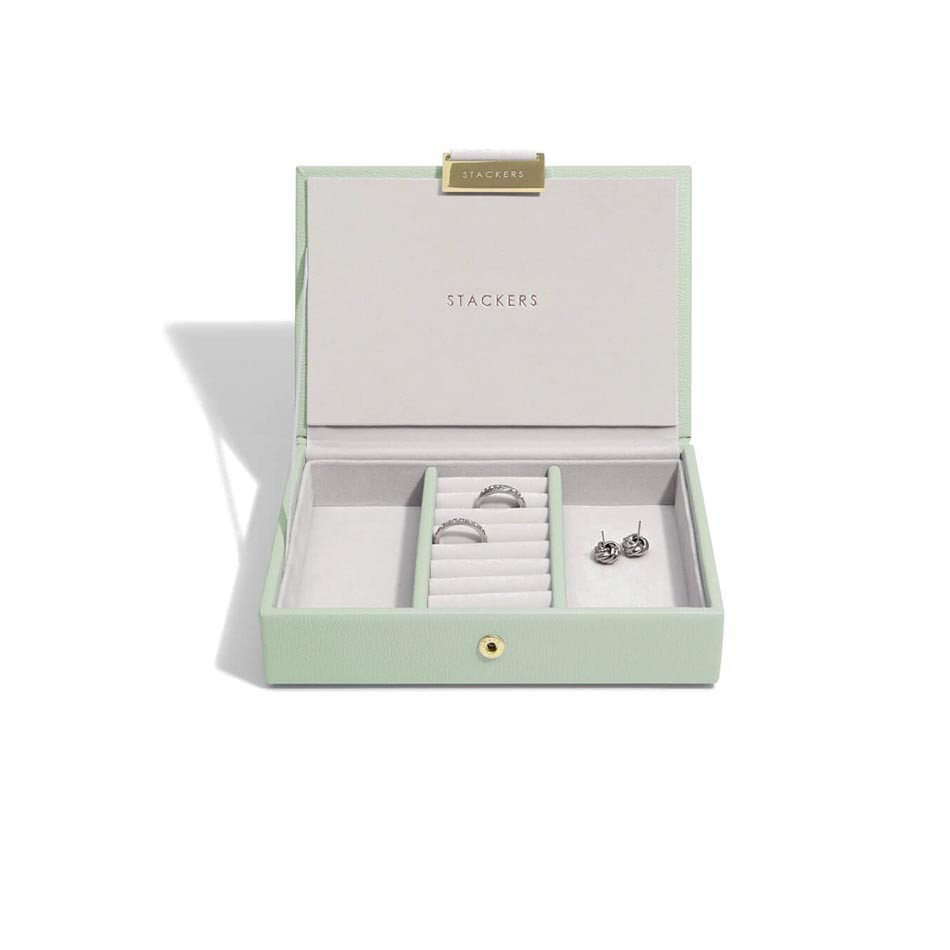 Pudełko na biżuterię z pokrywką (zielone) Mini Stackers - Stackers ...