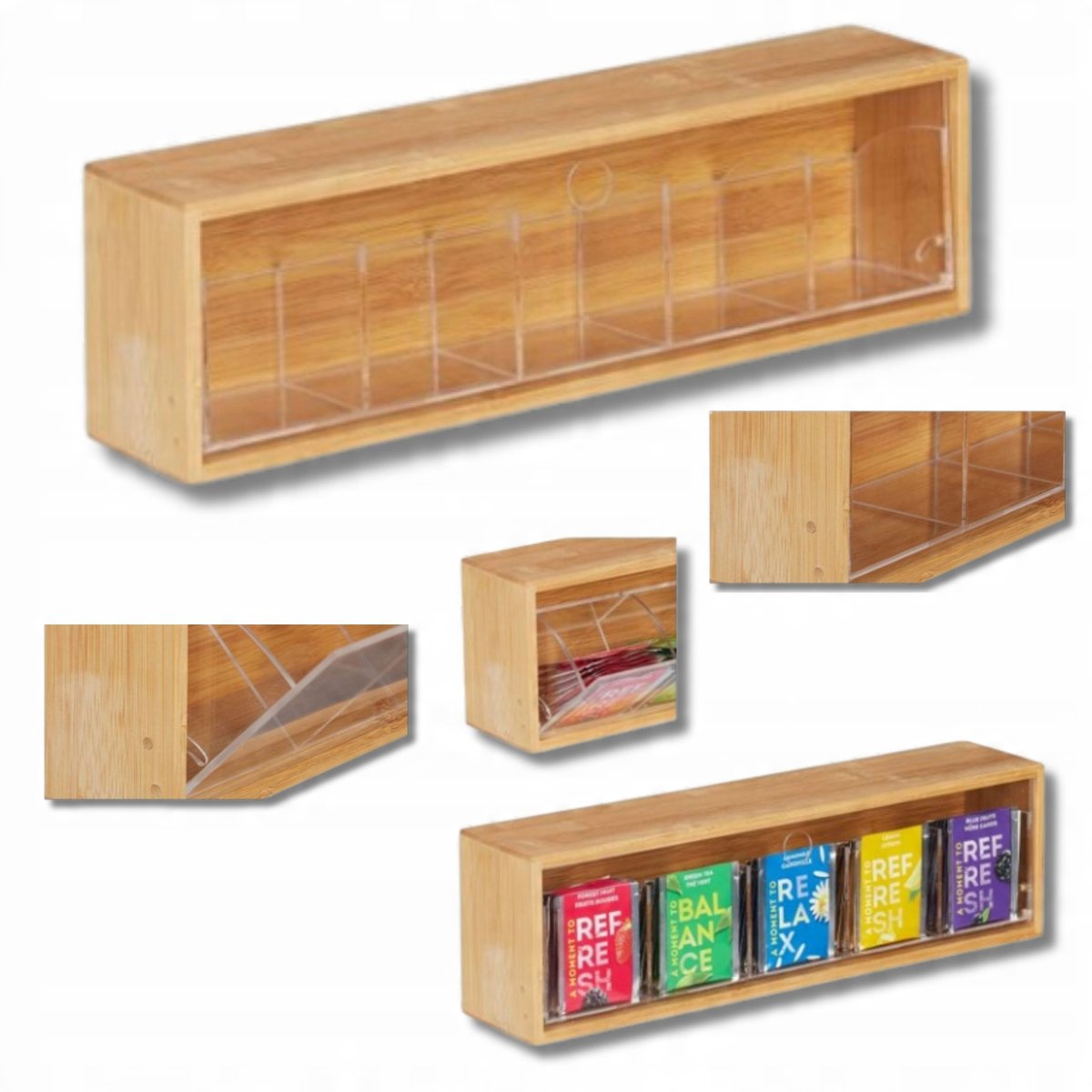 Pudelko Na Herbate Wiszące Bambusowe Na Torebki Herbaciarka Dozownik ...