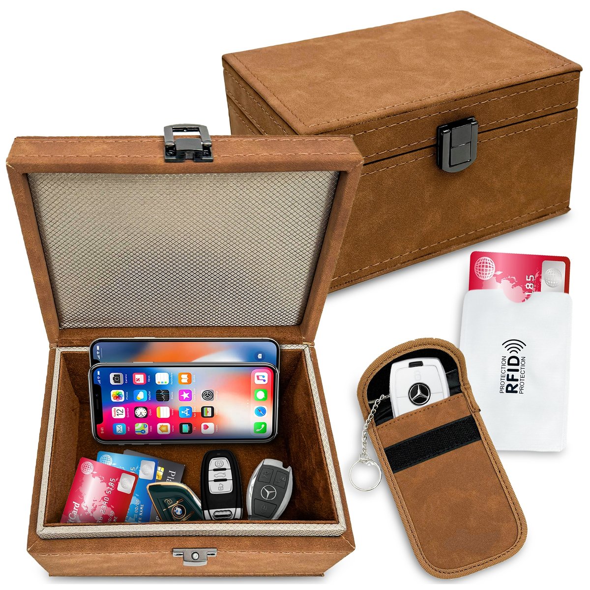 PUDEŁKO NA KLUCZYK SAMOCHODOWY KLATKA FARADAYA KEYLESS BOX + ETUI ...