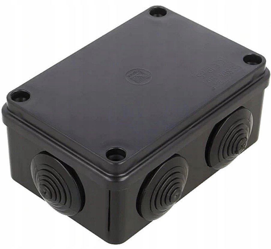Puszka natynkowa hermetyczna czarna IP65 100 x 100 x 50mm 6-dławików S ...