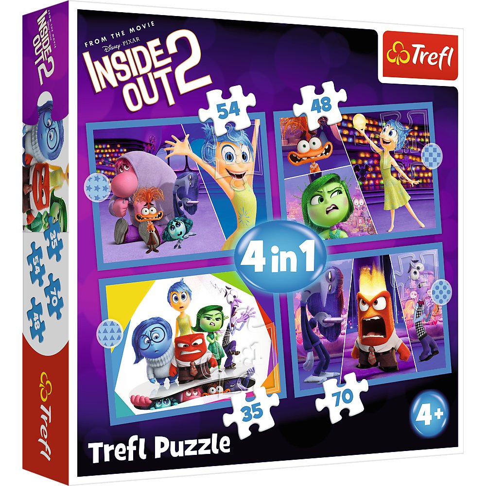 Puzzle, 4w1, Emocje Rządzą Disney Inside Out 2, 35-48-54-70 el. - Trefl ...