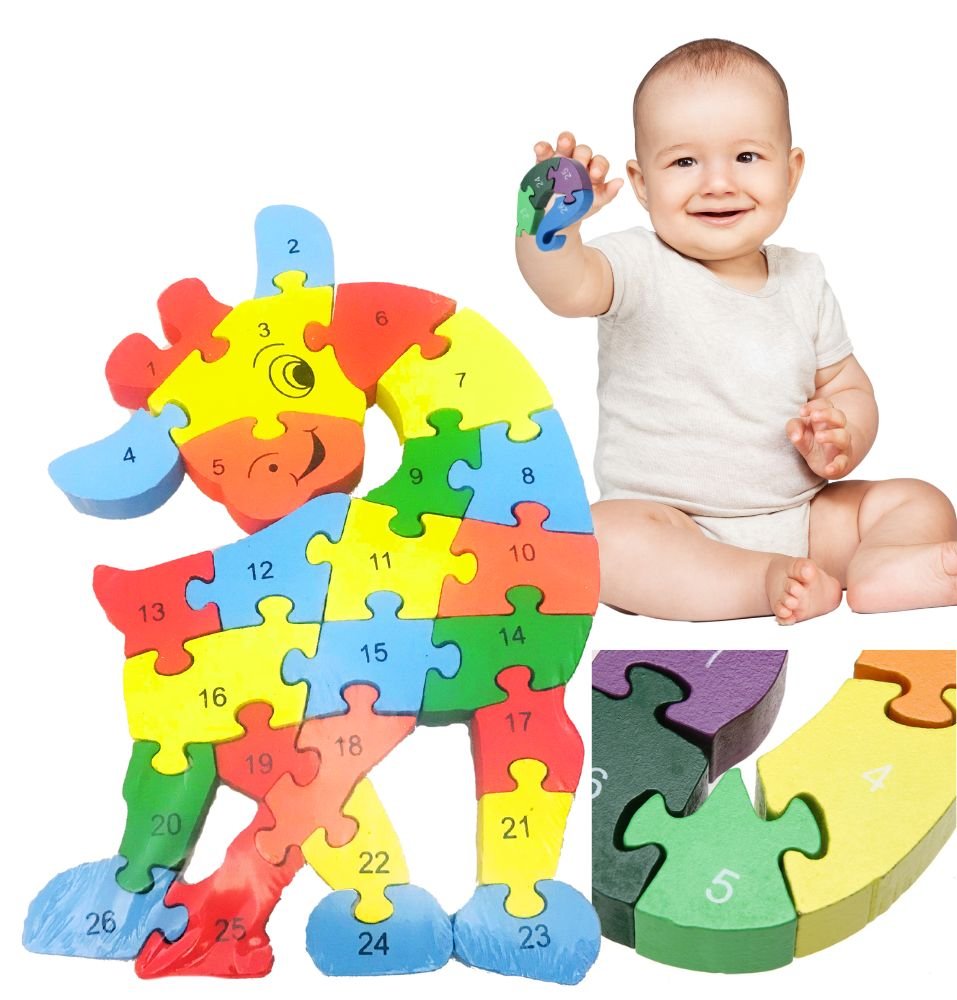 Puzzle Drewniane 3D Cyfry Litery Układanka 26 Elem. - Inna marka ...