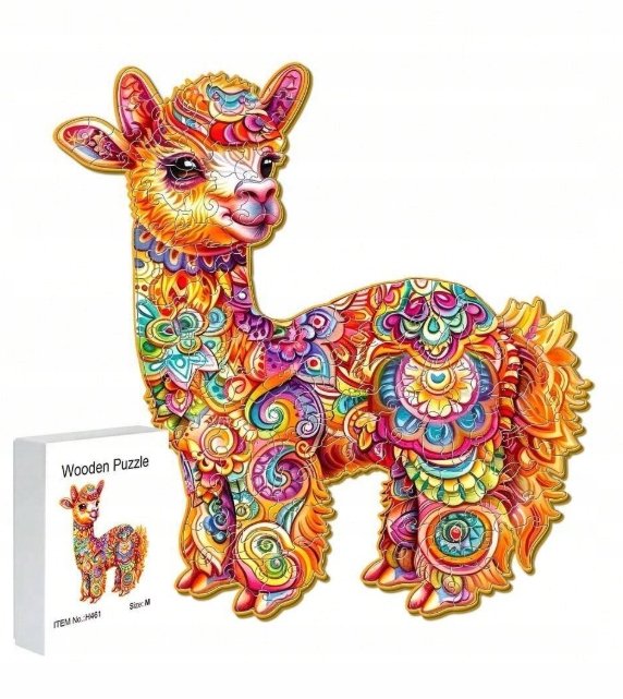 PUZZLE DREWNIANE 3D dla dorosłych dzieci ALPAKA LAMA na Prezent 51 el ...