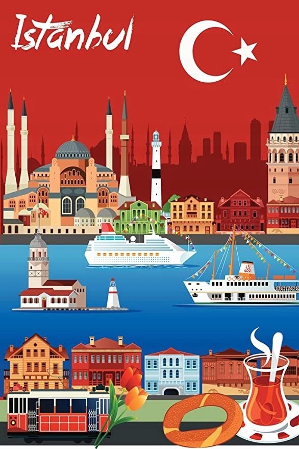 PUZZLE Istanbul Turcja Vintage Retro ART + IMIĘ Pudełko 120 el. - Atram ...