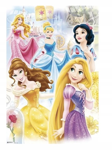 PUZZLE KSIĘŻNICZKI DISNEYA ARIEL BELLA A3 252 el z Nadrukiem + IMIĘ ...