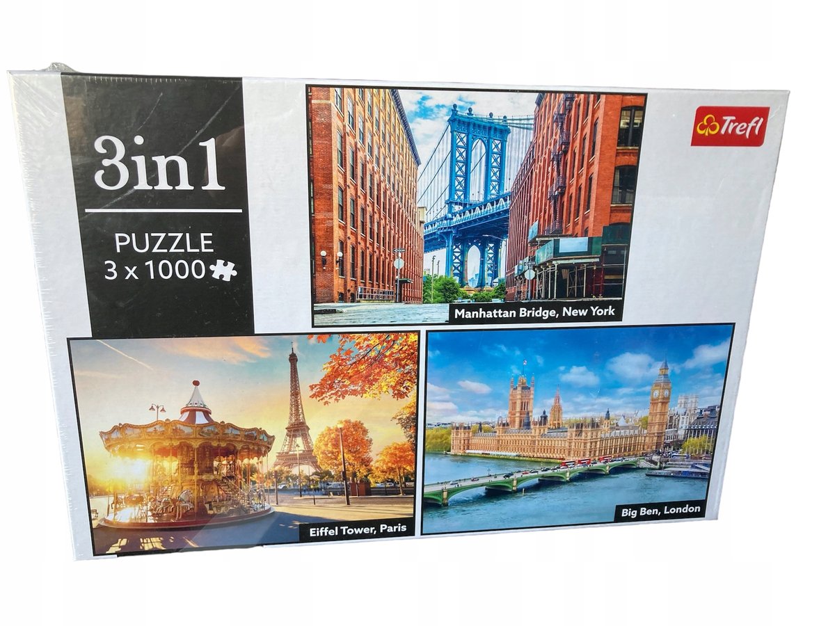 Puzzle Manhattan Bridge, Wieża Eiffla, Big Ben 3000 elementów - Trefl | Sklep EMPIK.COM