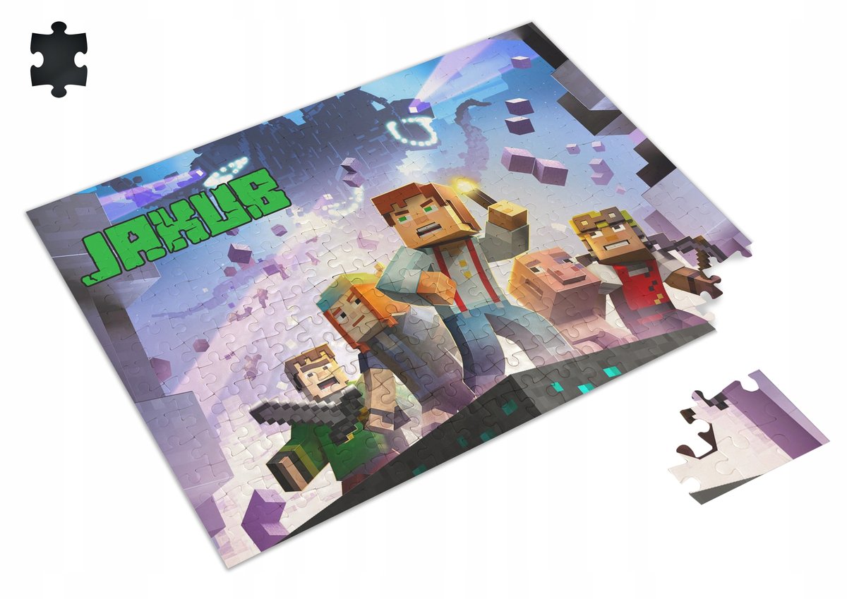 PUZZLE Minecraft Gra Postacie Creeper + IMIĘ Pudełko 120 el. #4 - Atram ...