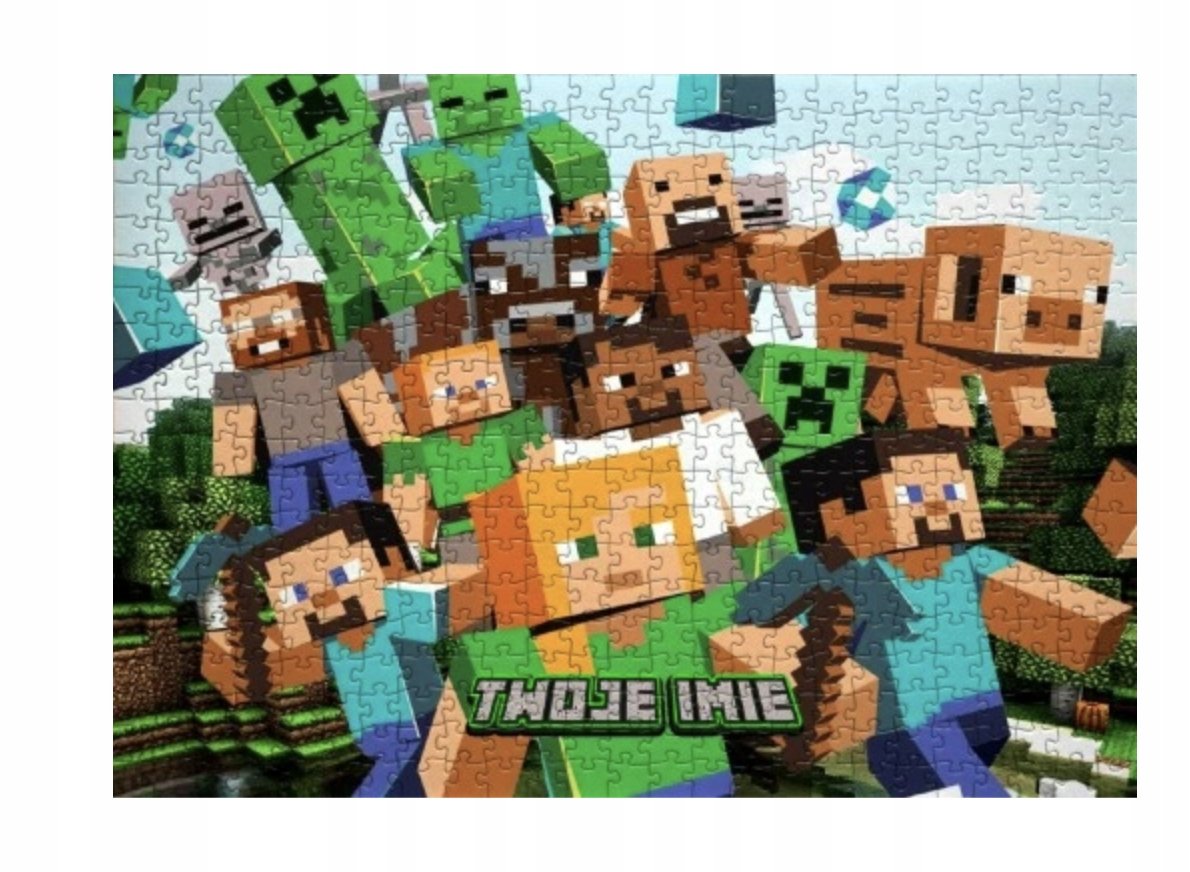 Puzzle MINECRAFT PREZENT A3 252 el z Nadrukiem + IMIĘ Pudełko 42 ...