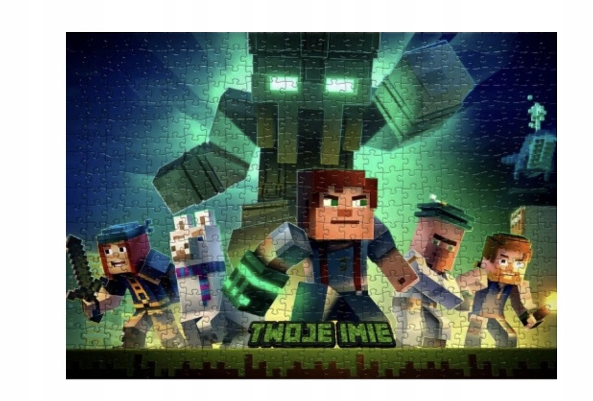 Puzzle MINECRAFT PREZENT A3 252 el z Nadrukiem + IMIĘ Pudełko 44 ...