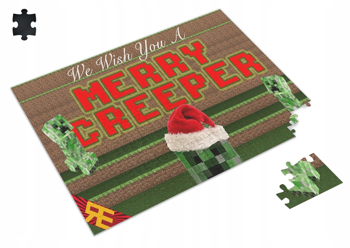 PUZZLE Minecraft Świąteczne Creeper Christmas + IMIĘ Pudełko 120 el. #8 ...