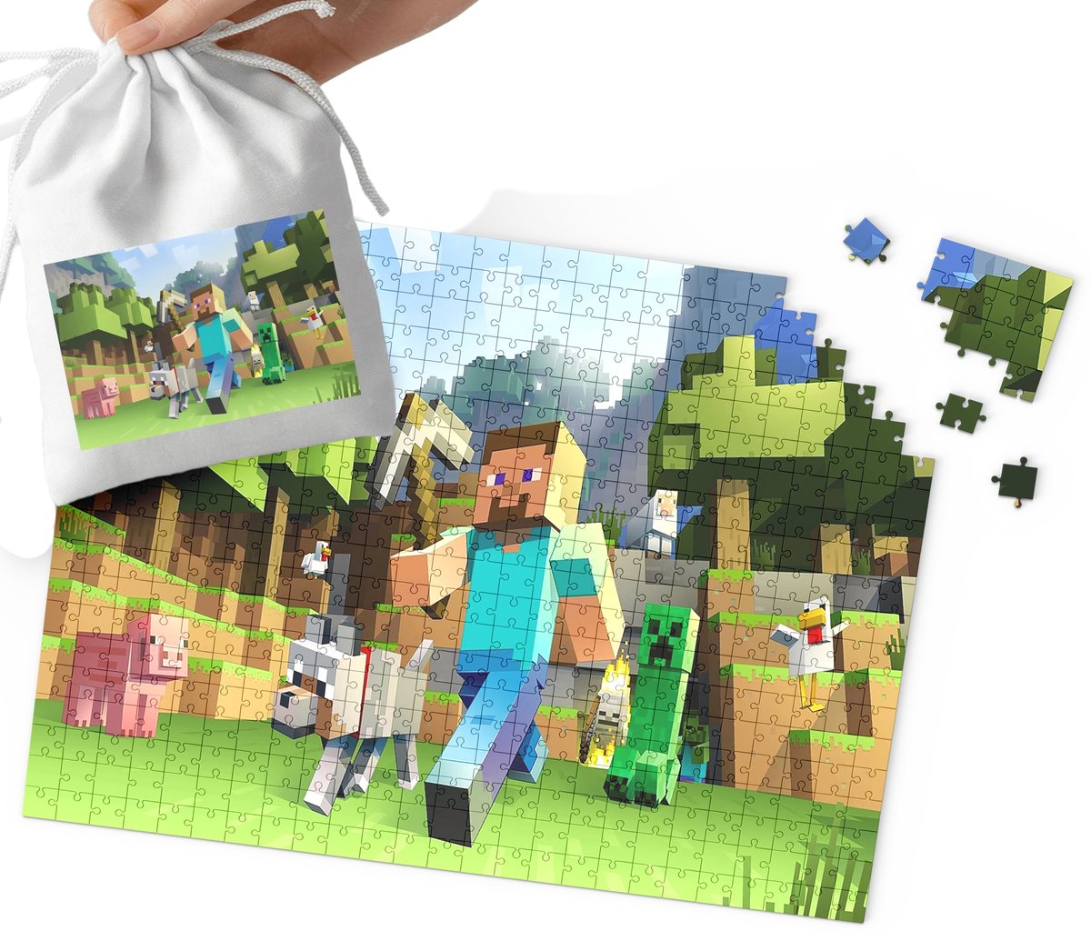 Puzzle - Minecraft Wiele Wzorów Prezent Dla Dzieci 24El + Woreczek ...