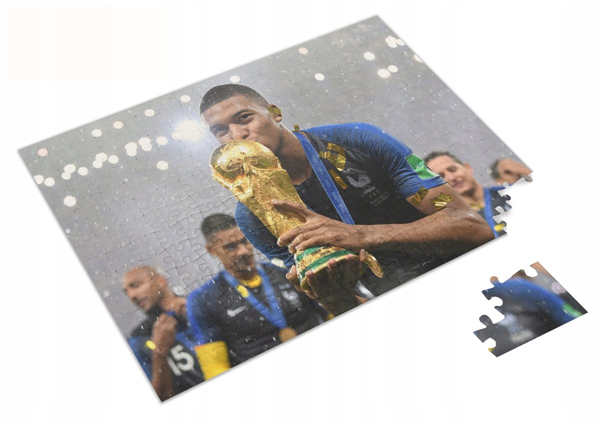 PUZZLE Piłkarskie Kylian Mbappe PSG + IMIĘ Pudełko A3 252 el. #13 ...