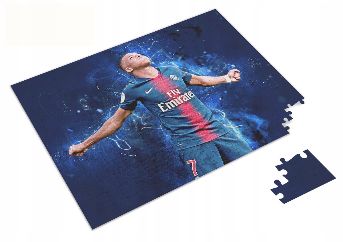 PUZZLE Piłkarskie Kylian Mbappe PSG + IMIĘ Pudełko A3 252 el. #5 ...