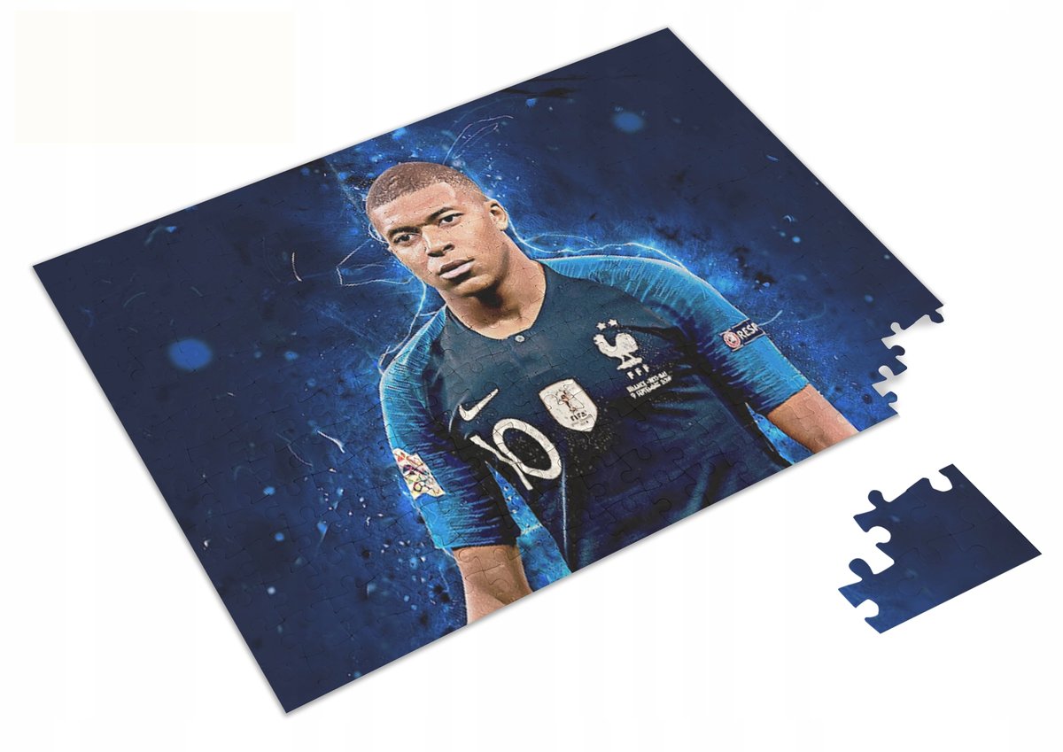 PUZZLE Piłkarskie Kylian Mbappe PSG + IMIĘ Pudełko A3 252 el. #9 ...