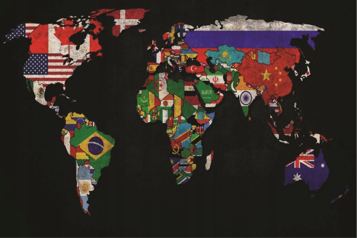 PUZZLE Polityczna Mapa Świata i Flagi + IMIĘ Pudełko 120 el. - Atram ...