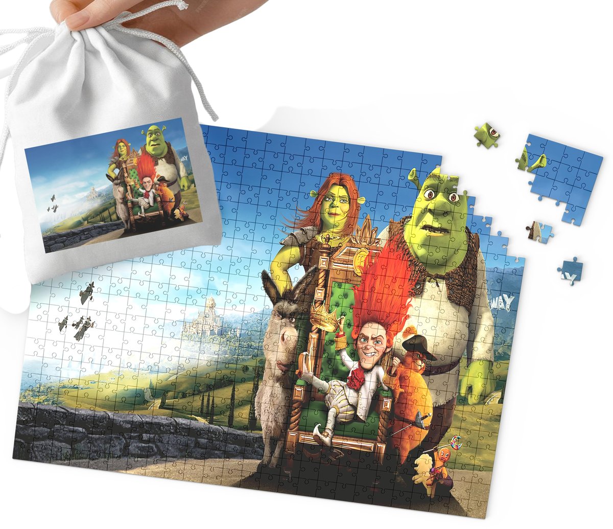 Puzzle - Shrek Osioł Kot W Butach Wzory Z Bajek Prezent 192El +Woreczek ...