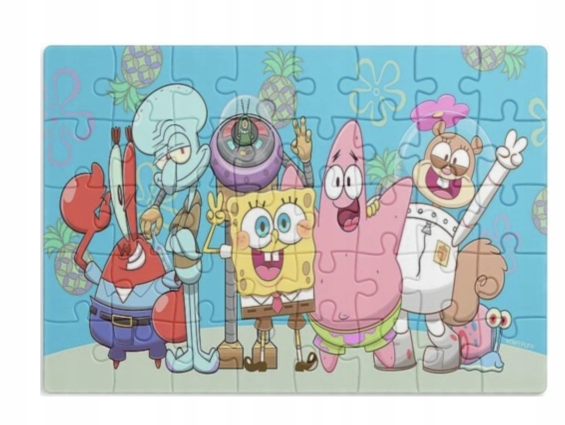 PUZZLE SPONGEBOB SKALMAR BAJKA A3 252 el z Nadrukiem + IMIĘ #84 - Atram ...