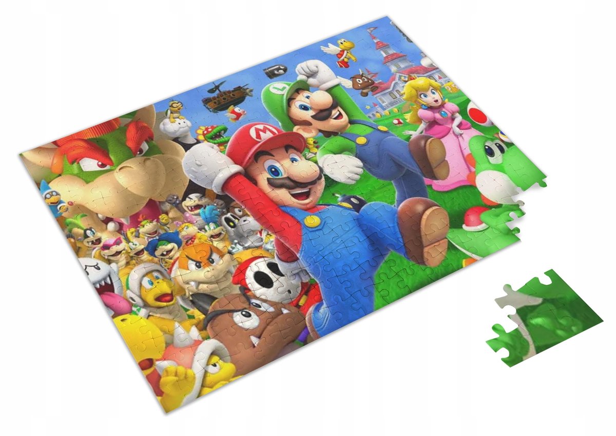 PUZZLE Super Mario Bros Postacie Gra + IMIĘ Pudełko 120 el. - Atram ...