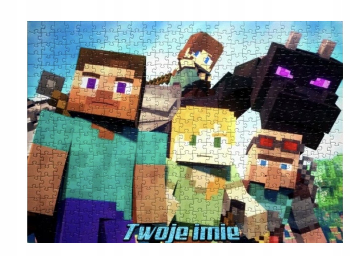 Puzzle ŚWIĄTECZNE MINECRAFT A3 252 el z Nadrukiem + IMIĘ Pudełko 52 ...