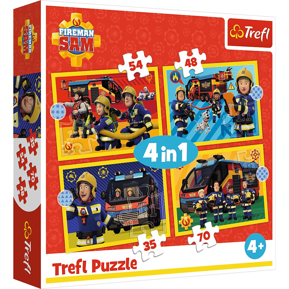 Puzzle, Trefl 4w1 - Strażak na sygnale, 35-48-54-72 el. - Trefl | Sklep ...