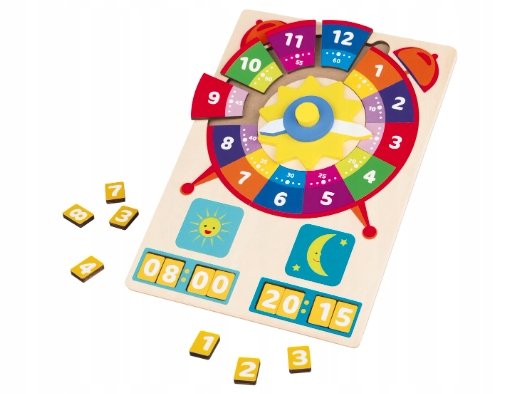 Puzzle zegarowe, układanka z drewna Playtive nauka zegara dla dzieci ...