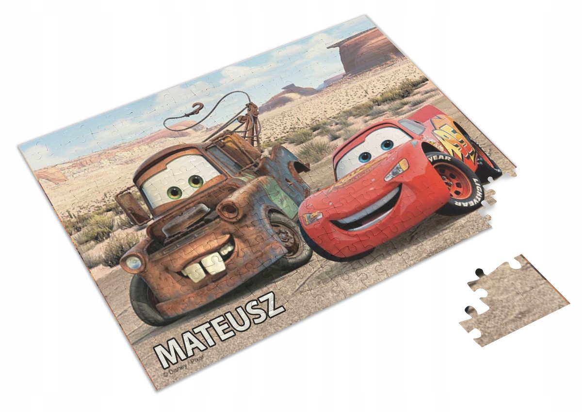Puzzle ZYGZAK MCQUEEN ZŁOMEK AUTA A3 252 el z Nadrukiem + IMIĘ Pudełko ...