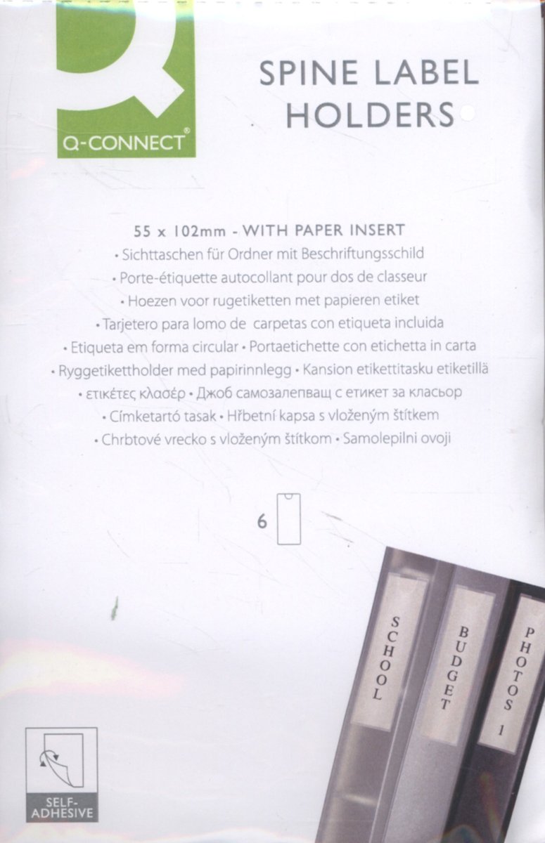 Q-Connect, kieszeń samoprzylepna na etykiety 55x102 mm, 6 sztuk - Q ...