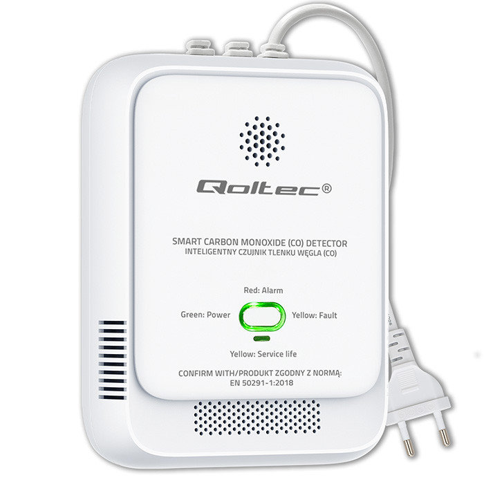 Qoltec Certyfikowany Czujnik tlenku węgla (czadu) | detektor CO | alarm ...