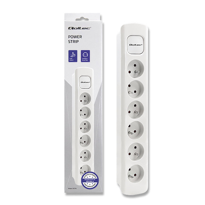 Qoltec Listwa zasilająca 6 gniazd 1.8m Biała - Qoltec | Sklep EMPIK.COM