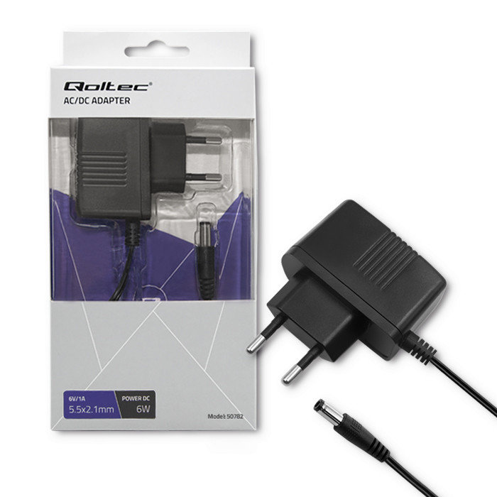 Qoltec Zasilacz Wtyczkowy 6W 6V 1A 5.5*2.1 - Qoltec | Sklep EMPIK.COM