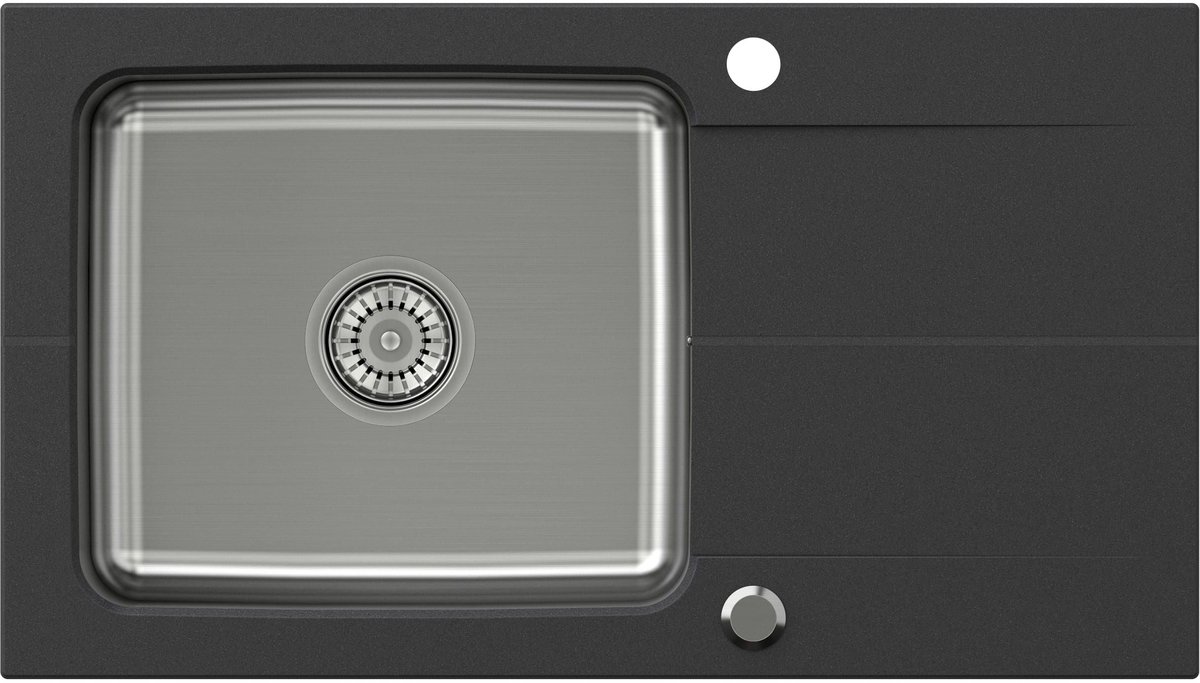 Quadron Edward 111 zlewozmywak granitowo-stalowy 78x44 cm onyx/stalowy ...