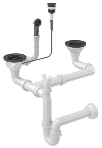 QUADRON* Odpływ PUSH TO OPEN 3 1/2" z syfonem 2-kom., czarny (GRANIT ...