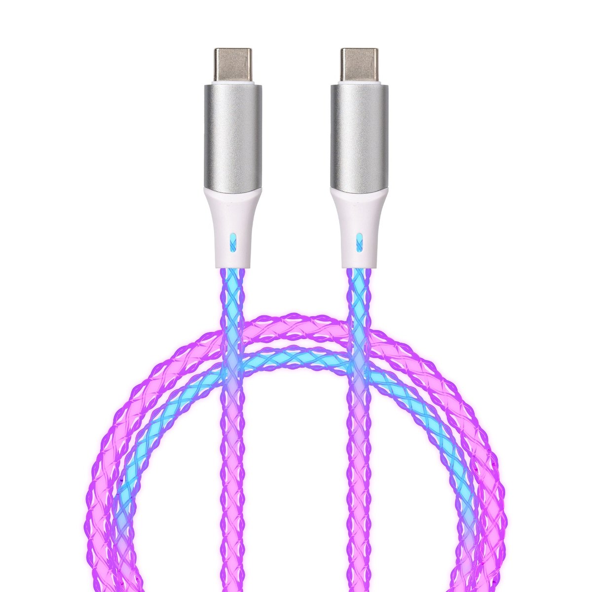 Qualo Kabel Świecący Usb-C-Usb-C 1M 3A Biało/Srebrny Qcs-Cc-00 - Qualo ...