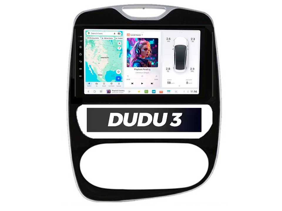 Radio Android DUDU 3 do Renault Clio 2016-2019 4/64 | CarPlay Bluetooth ...