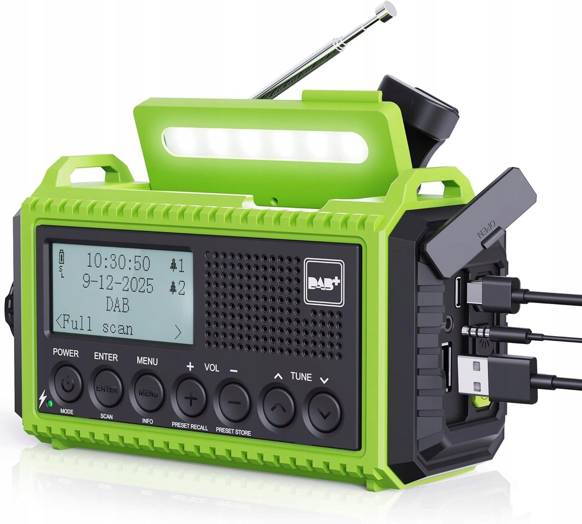 Radio cyfrowe korbowe dynamo FM/DAB+ przenośne USB powerbank panel ...