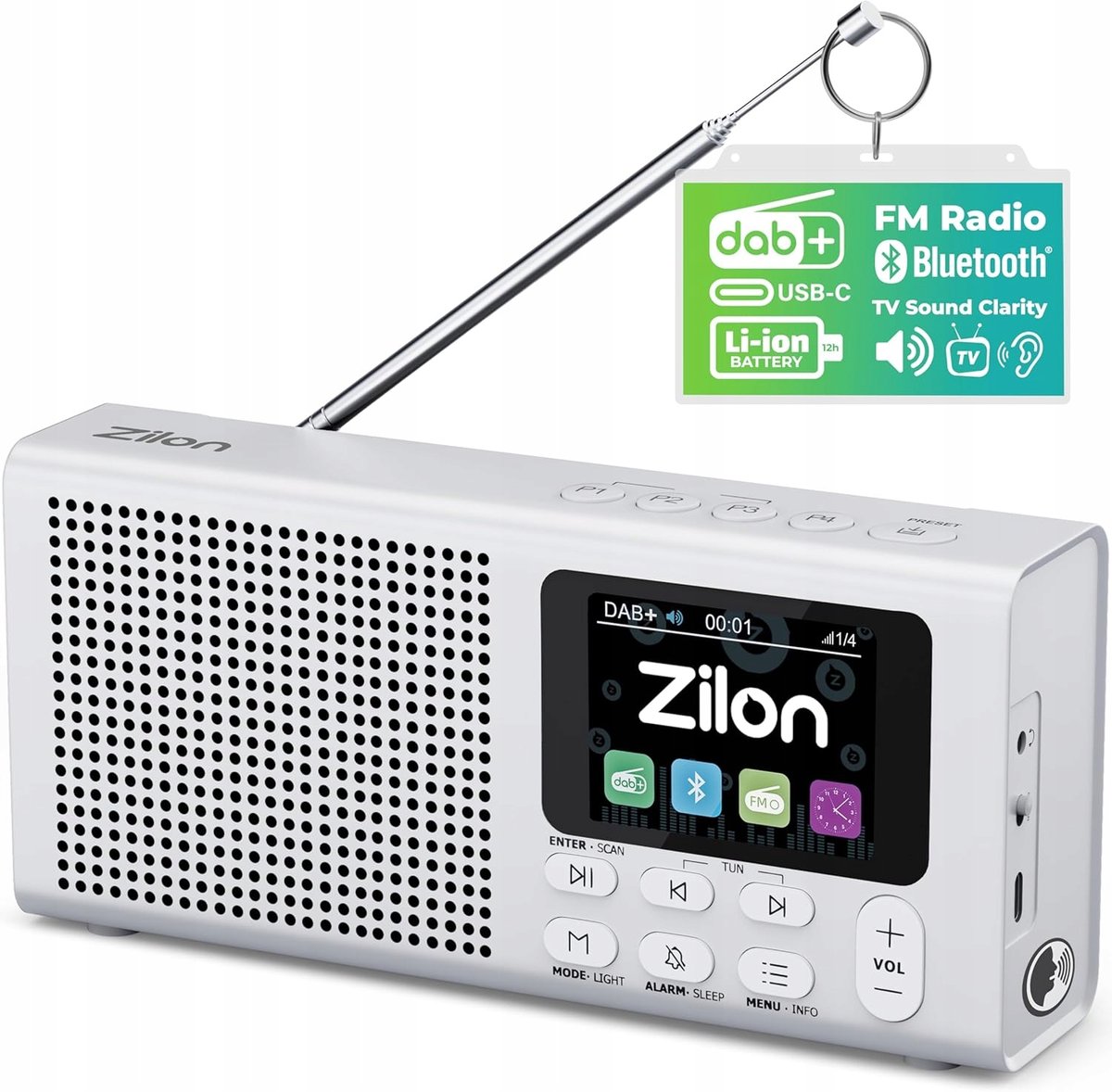 Radio cyfrowe przenośne USB-C FM Bluetooth akumulatorowe białe - Inna marka | Sklep EMPIK.COM