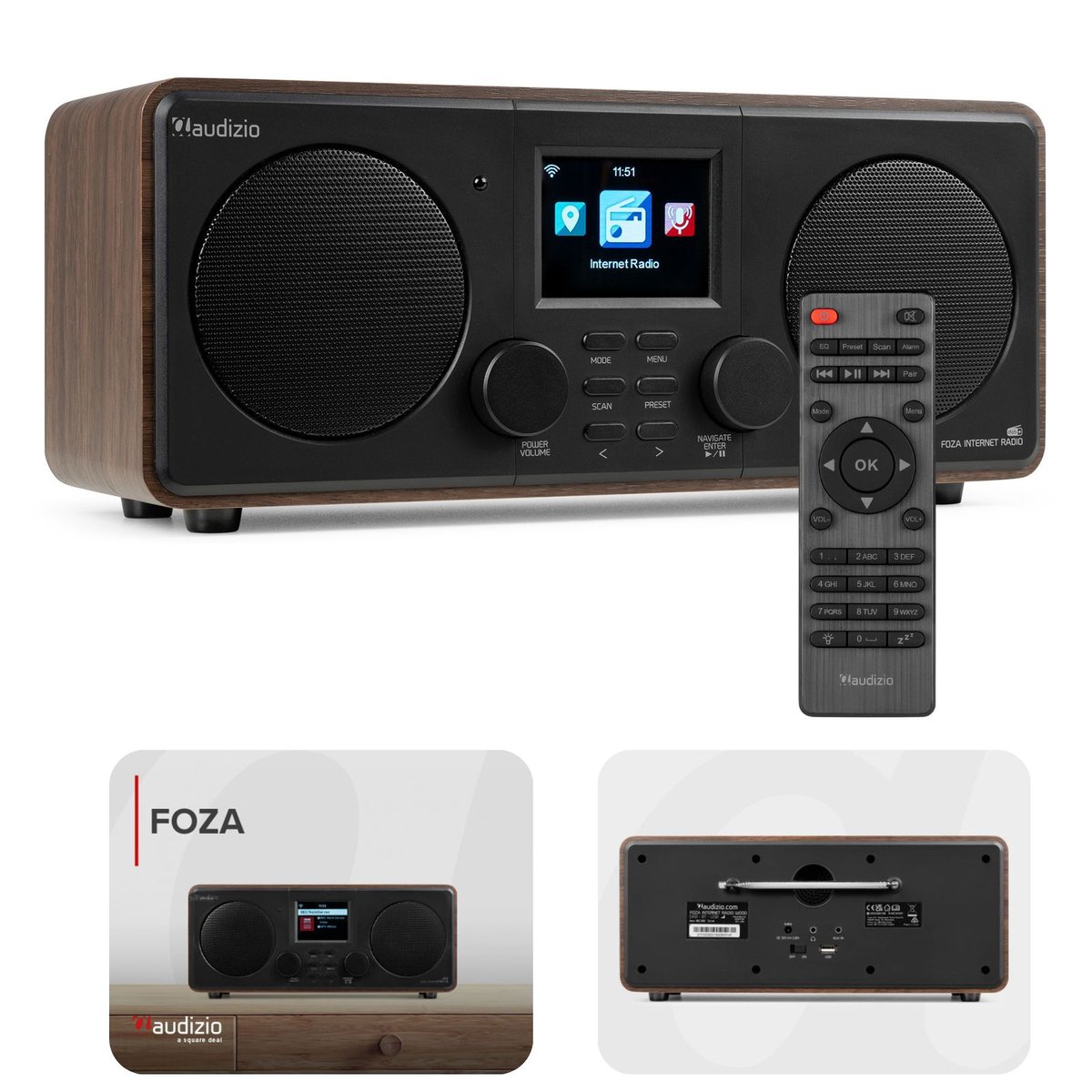 Radio internetowe Foza WiFi Stereo z DAB+ brązowe Audizio - Audizio ...