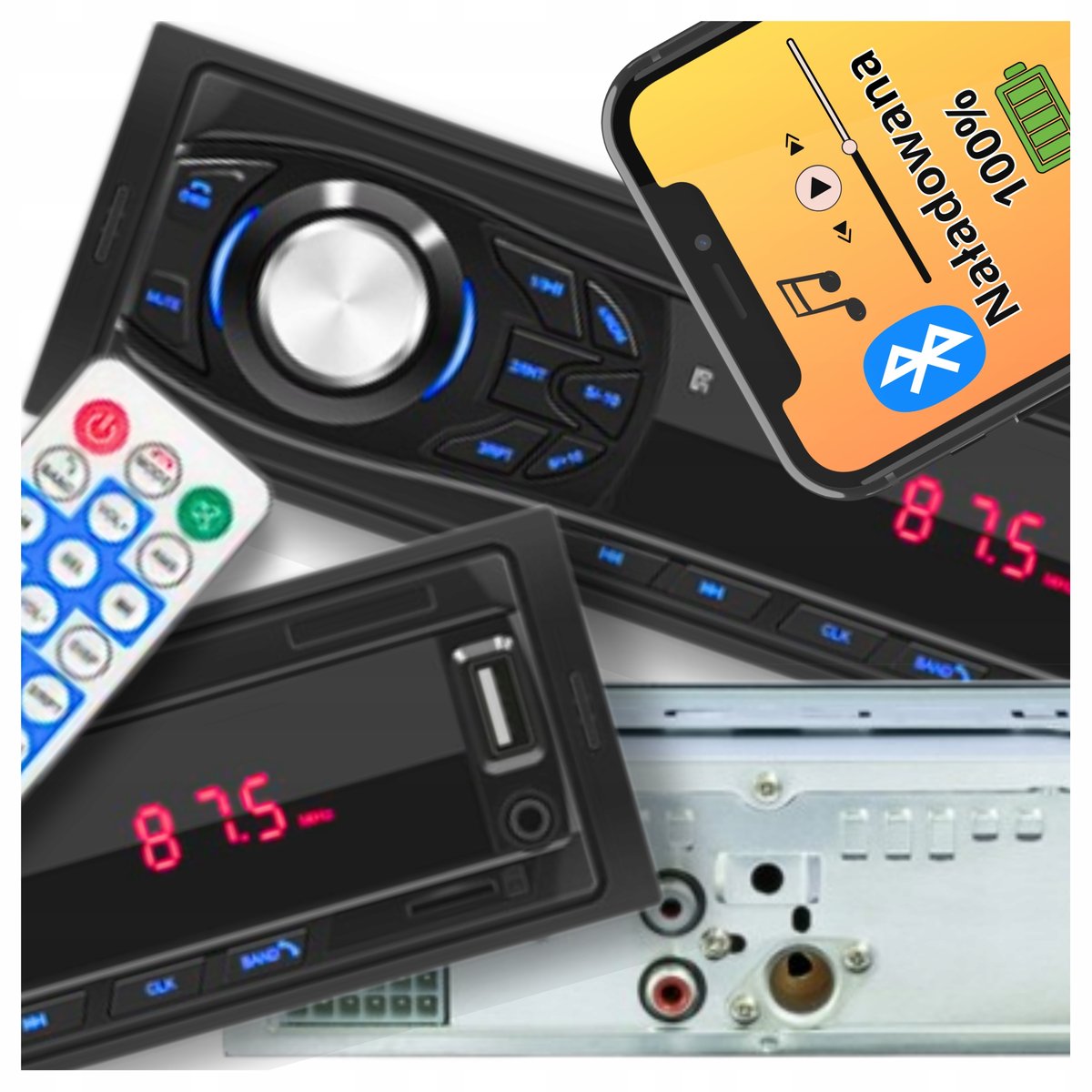 Radio Samochodowe 1-DIN Bluetooth USB Mp3 FM SD Mikrofon - Kapsell.mk | Motoryzacja EMPIK