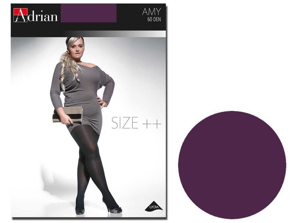 Rajstopy Amy Adrian 60 Den Size Plus 5 Plum - Adrian | Moda Sklep EMPIK.COM