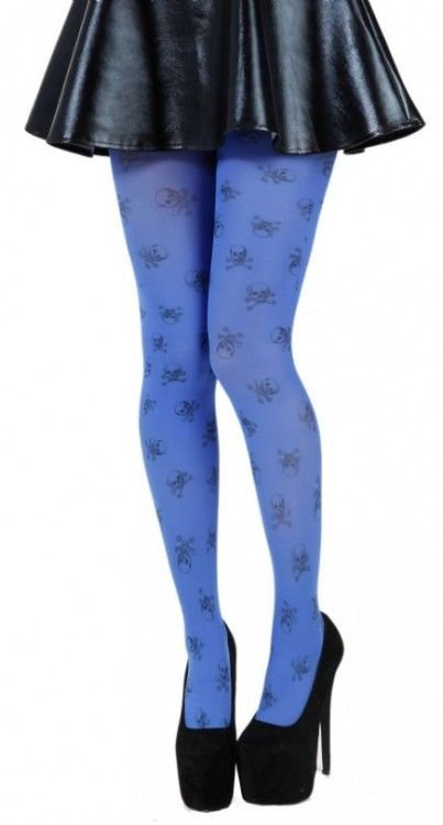 Rajstopy Skull A Printed Niebieskie - Inna marka | Moda Sklep EMPIK.COM