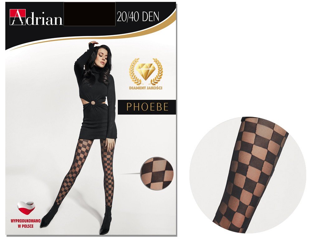 Rajstopy Wzorzyste W Szachownice Adrian 20/40 Den 6 Nero - Adrian ...