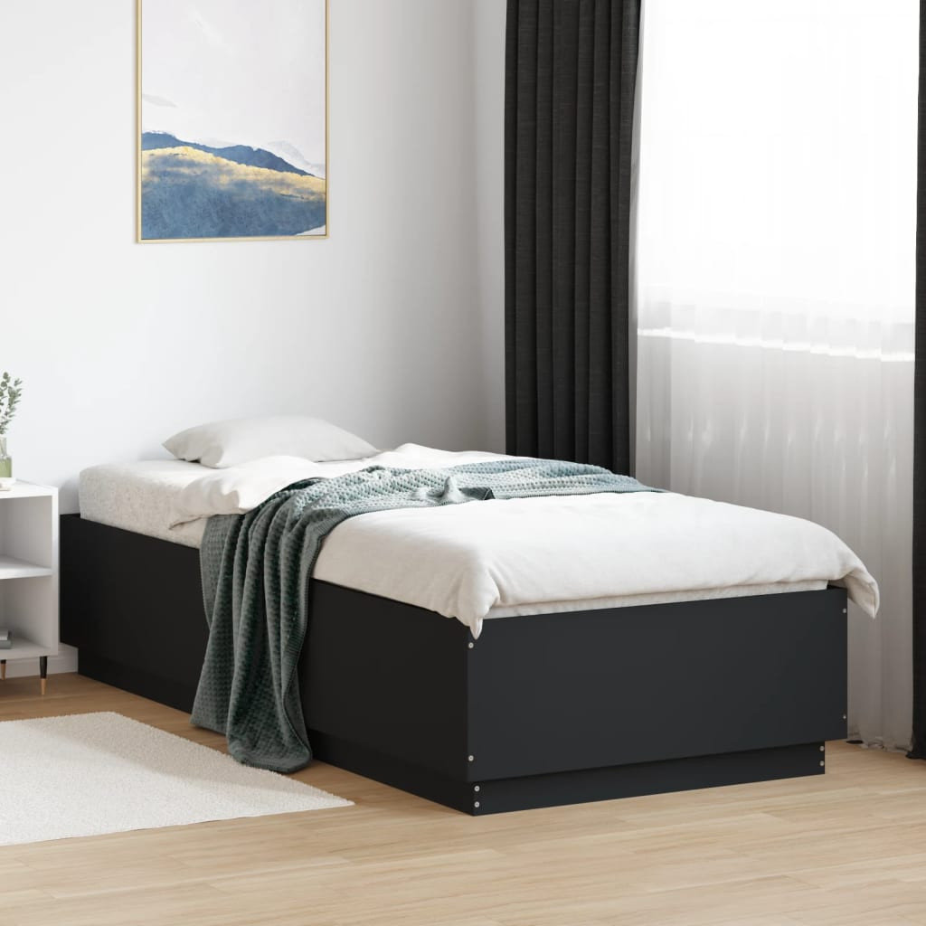 Rama Łóżka Z Led, Czarna, 90X200 Cm, Materiał Drewnopochodny - VMP ...