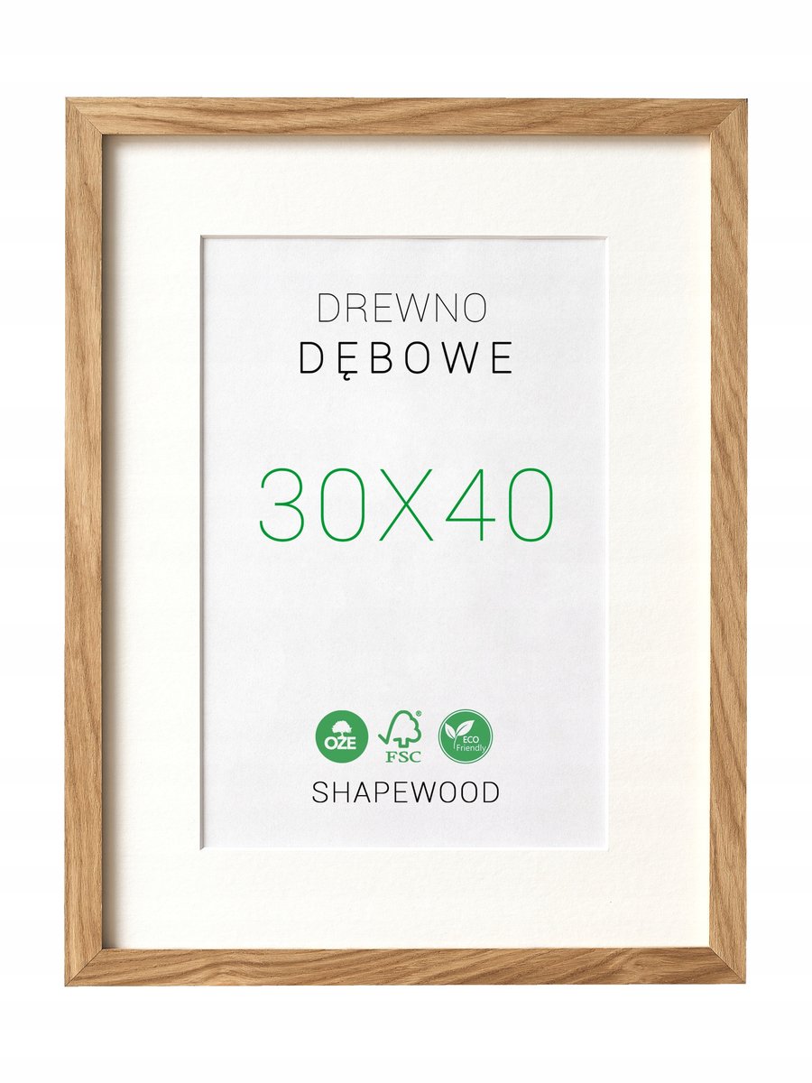 Ramka Drewniana DĘBOWA 30x40 cm NA ZDJĘCIA A3/A4 - NATURALNA - Inna ...