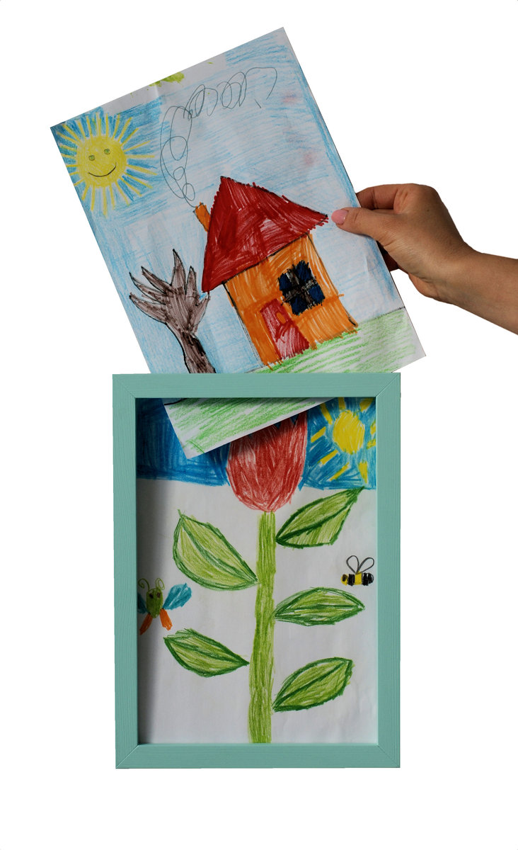 Ramka na rysunki dziecka A4 prace 3D Obrazki zdjęcia MIĘTOWY PASTELOWY ...