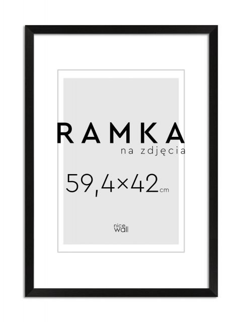 Ramka na zdjęcia A2 59,4x42 cm Czarna na ścianę na zdjecia 42x59,4 cm - Nice Wall | Sklep EMPIK.COM