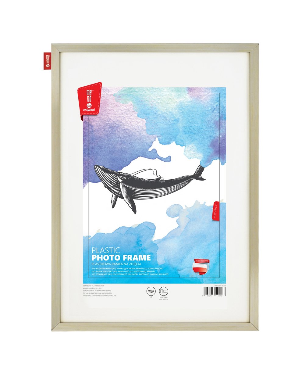 Ramka na zdjęcia MEMOBE plastikowa srebrna 40x50 - MemoBe | Sklep EMPIK.COM