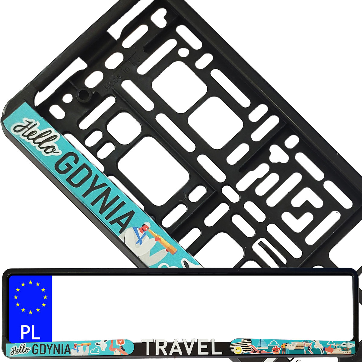 Ramka pod tablicę rejestracyjną 4D TRAVEL Hello Gdynia - UTAL | Motoryzacja EMPIK