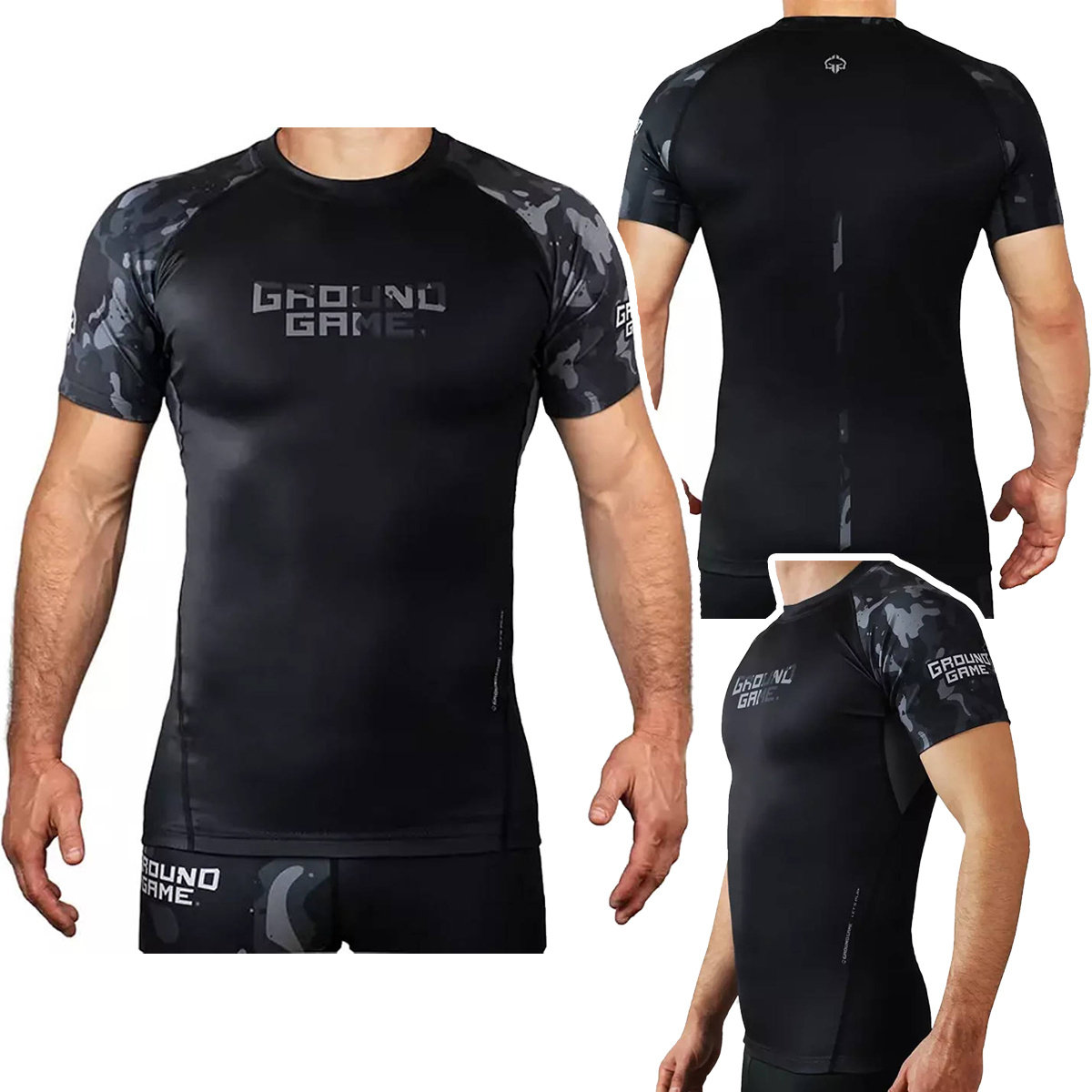 Rashguard Z Krótkim Rękawem Męski Ground Game Moro Czarny R. Xl ...