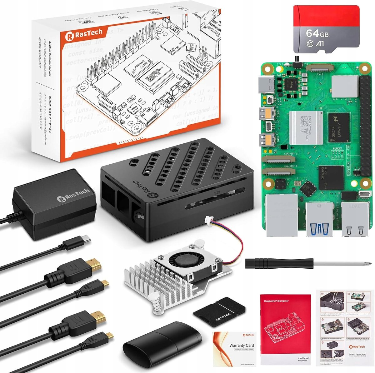 RasTech Raspberry Pi 5 8 GB Kit 64 GB Edition z Active Cooler 2024 nowy ...