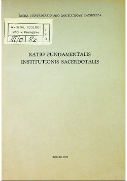 Ratio fundamentalis institutionis sacerdotalis - Opracowanie zbiorowe ...